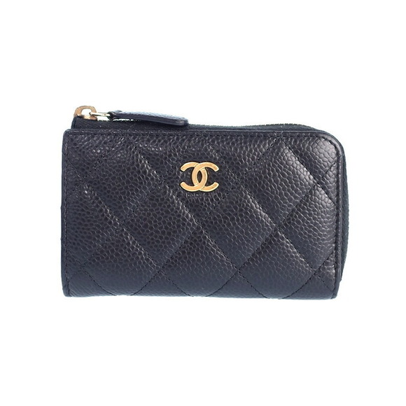 CHANEL | Bags | Chanel Matelasse Leather Coin Case With Key Ring Gold ...